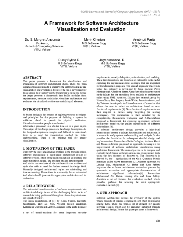 (PDF) A Framework for Software Architecture Visualization and Evaluation