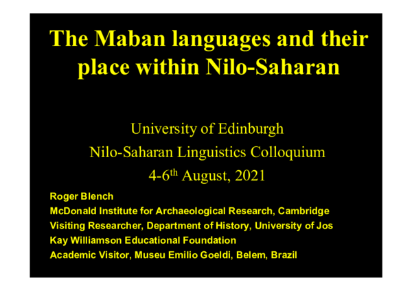 (PDF) The Maban languages and their place within Nilo-Saharan