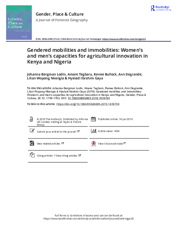 (PDF) Gendered mobilities and immobilities: Women’s and men’s ...