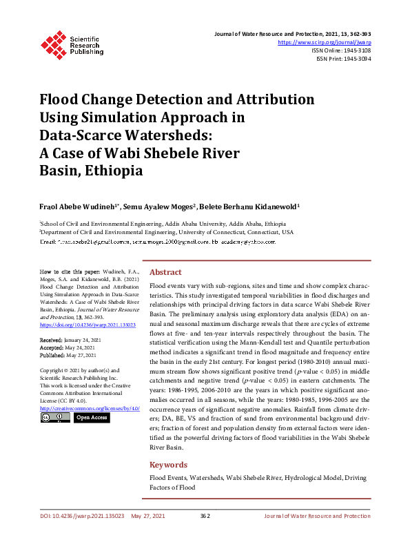 (PDF) Flood Change Detection and Attribution Using Simulation Approach in Data-Scarce Watersheds ...