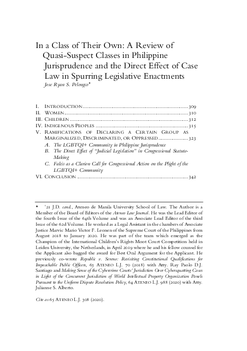 (PDF) In a Class of Their Own: A Review of Quasi-Suspect Classes in ...