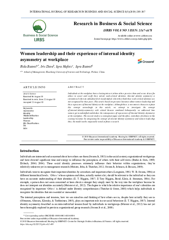 (PDF) the Women Leadership and their Experience of Internal Identity ...