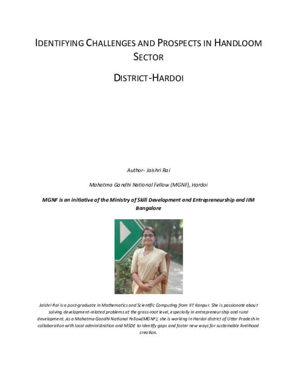 (PDF) Studying Evolution, Challenges and Prospects in Handloom Sector