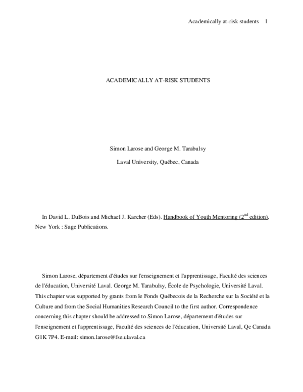 (PDF) Academically at-risk students