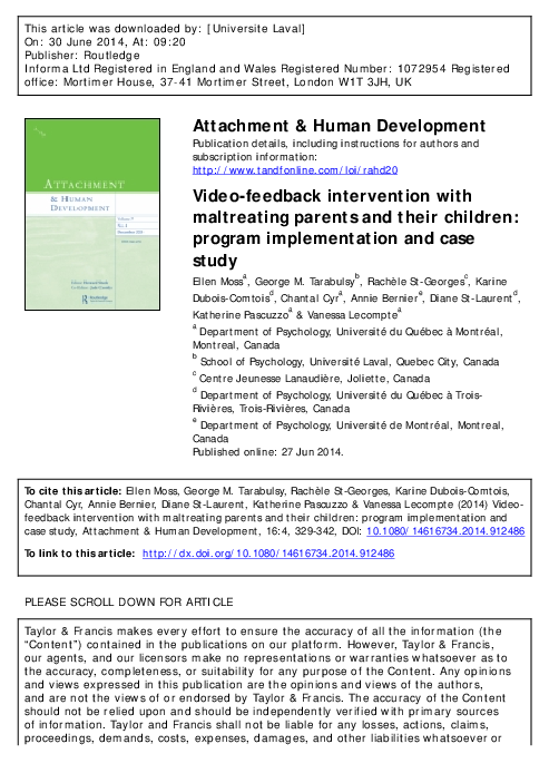 (PDF) Video-feedback intervention with maltreating parents and their ...