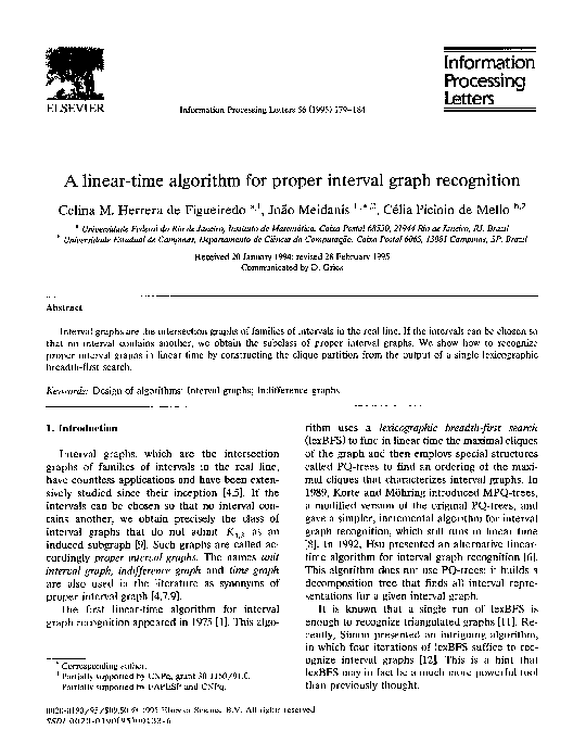 Pdf A Linear Time Algorithm For Proper Interval Graph Recognition