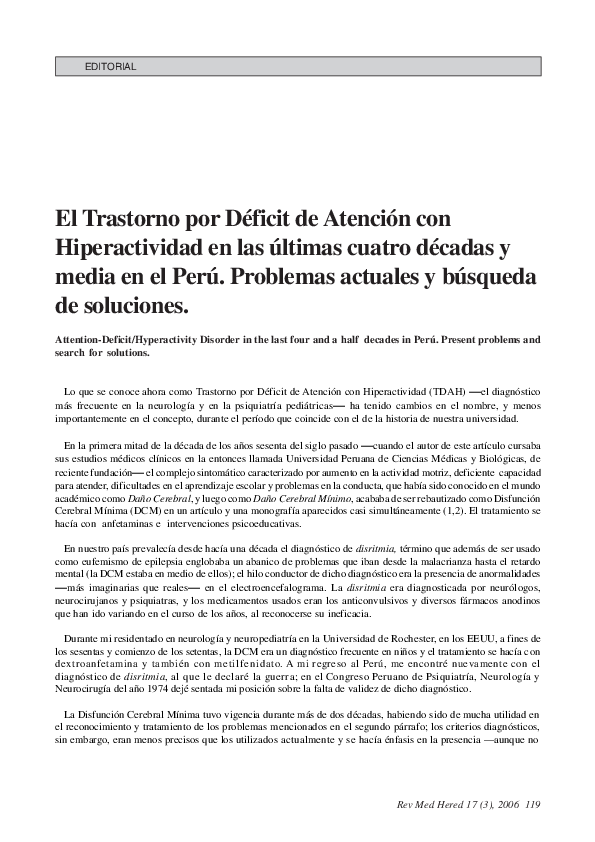 (PDF) El trastorno por déficit de atención con hiperactividad: causas e implicaciones para el ...