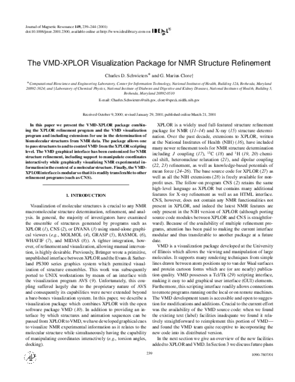 (PDF) The VMD-XPLOR Visualization Package for NMR Structure Refinement | G. Marius Clore FRS ...