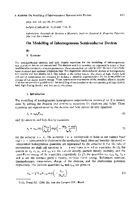 (PDF) On Modelling of Inhomogeneous Semiconductor Devices
