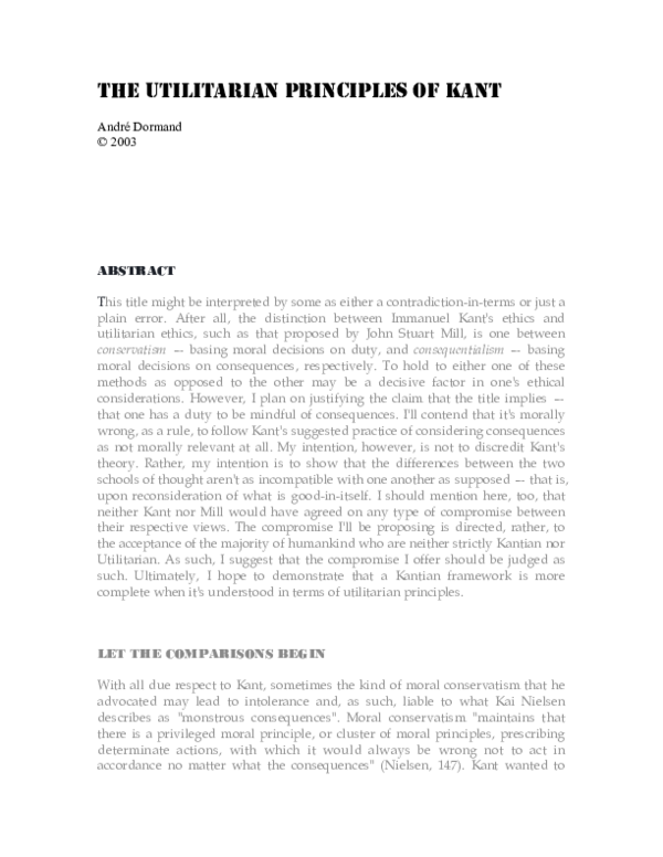 (PDF) The Utilitarian Principles of Kant