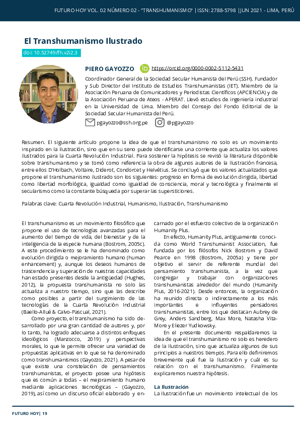 (PDF) El Transhumanismo Ilustrado