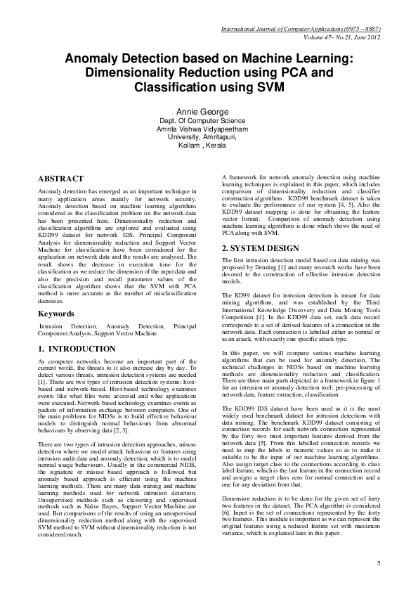 (PDF) Anomaly Detection based on Machine Learning Dimensionality ...