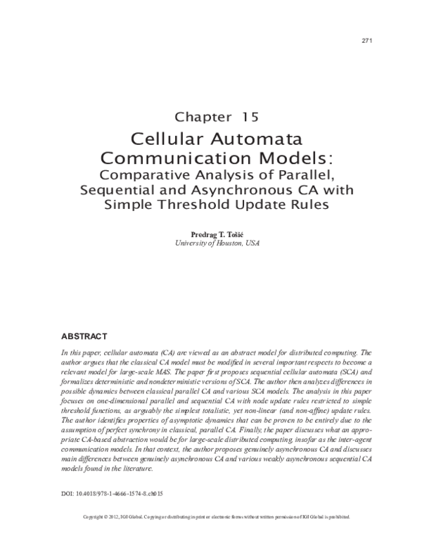 Pdf Cellular Automata Communication Models
