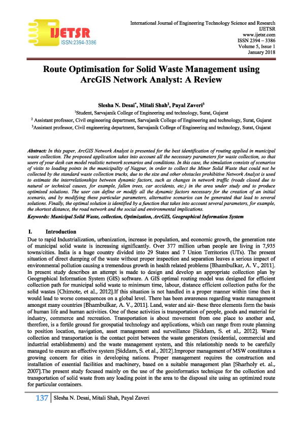 (PDF) Route Optimization for Solid Waste Management using ArcGis ...