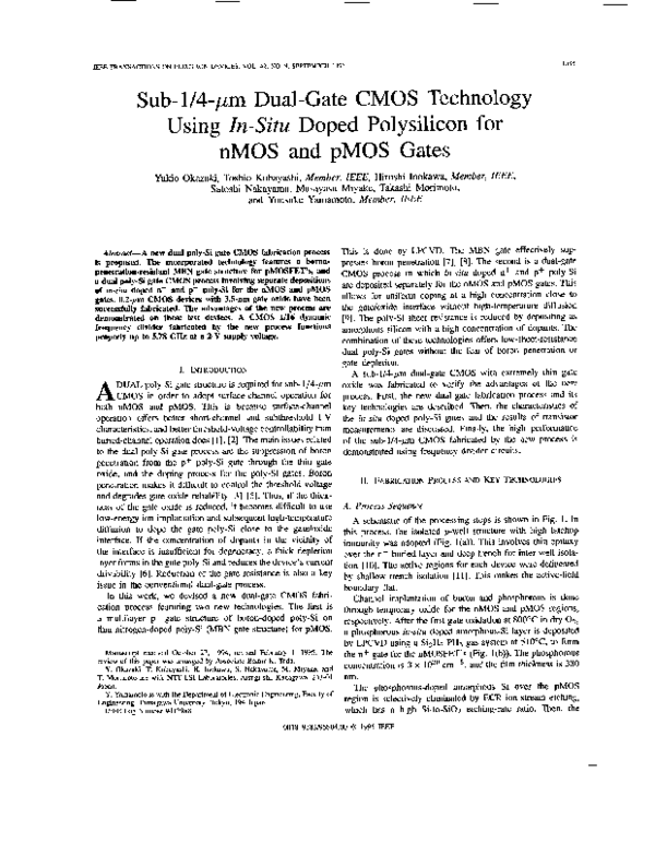 (PDF) Sub-1/4-μm dual-gate CMOS technology using in-situ doped ...