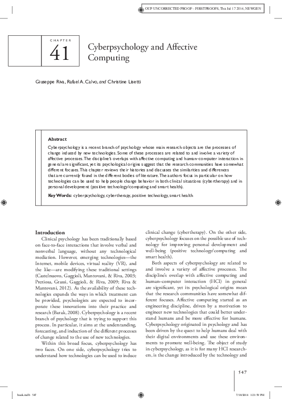 (PDF) Cyberpsychology and Affective Computing