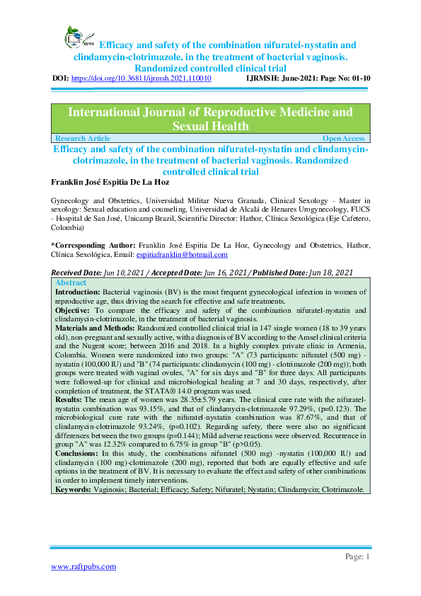 (PDF) Efficacy and safety of the combination nifuratel-nystatin and ...