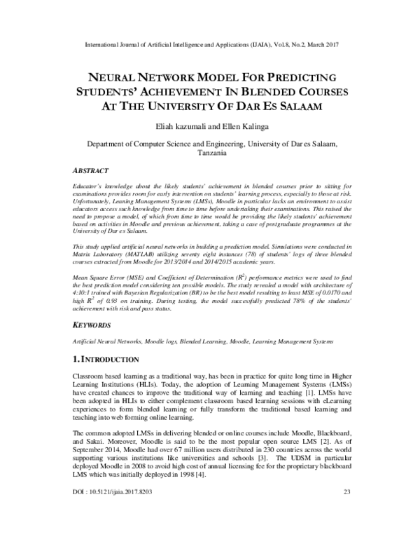 (PDF) Neural Network Model for Predicting Students' Achievement in Blended Courses at the ...