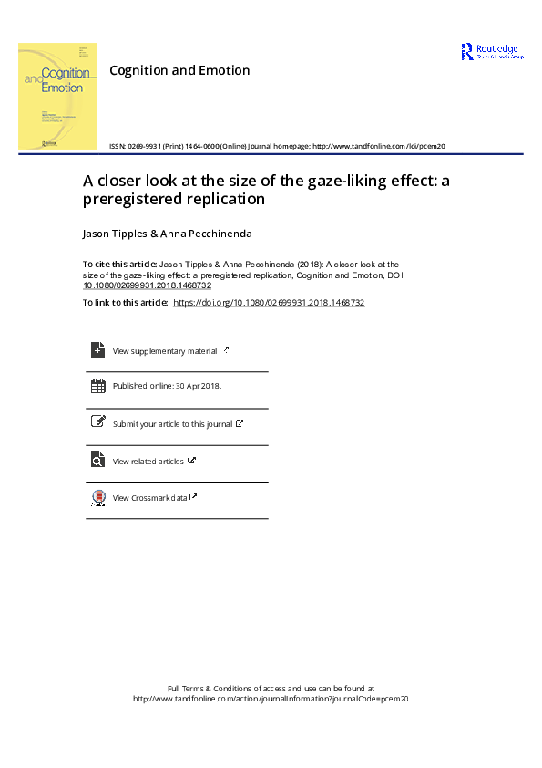 (PDF) A closer look at the size of the gaze-liking effect: A ...