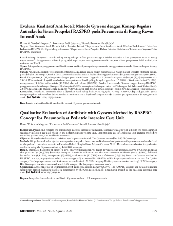 (PDF) Evaluasi Kualitatif Antibiotik Metode Gyssens dengan Konsep ...