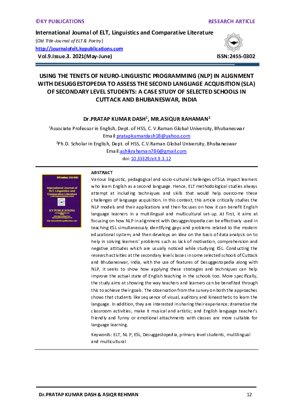 (PDF) USING THE TENETS OF NEURO-LINGUISTIC PROGRAMMING (NLP) IN ...