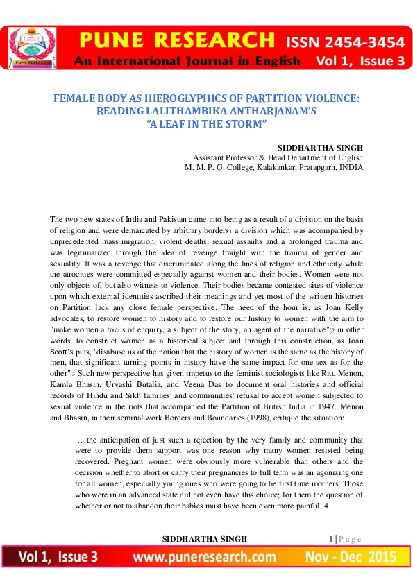 (DOC) Women during partition of India.docx | Apurva Vurity - Academia.edu