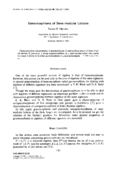 (PDF) Genomorphisms of semi-modular lattices