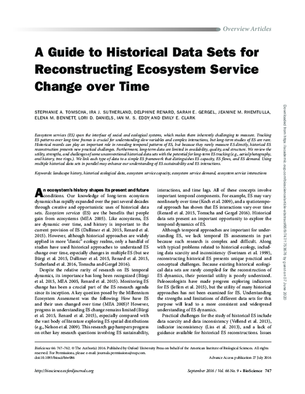 (PDF) A Guide to Historical Data Sets for Reconstructing Ecosystem ...