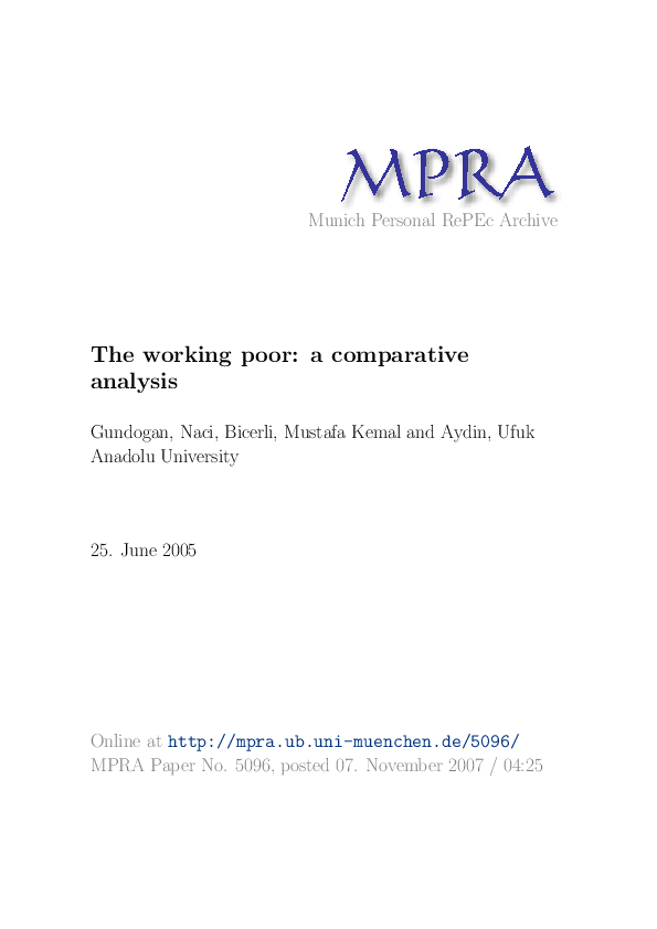 (PDF) The working poor: a comparative analysis