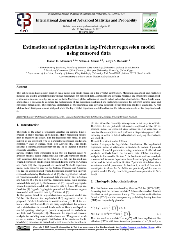 Pdf Estimation And Application In Log Fréchet Regression Model Using