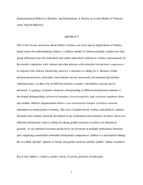 (PDF) Institutionalized Behavior, Morality, and Domination: A Habitus ...