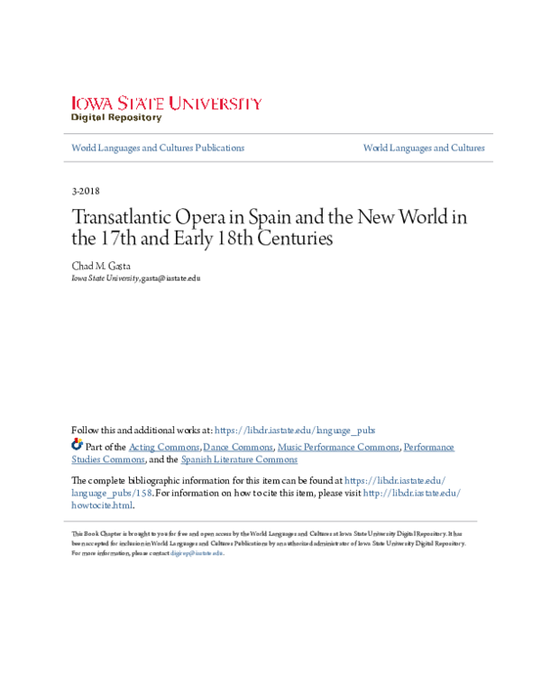 (PDF) Transatlantic Opera in Spain and the New World in the 17th and ...