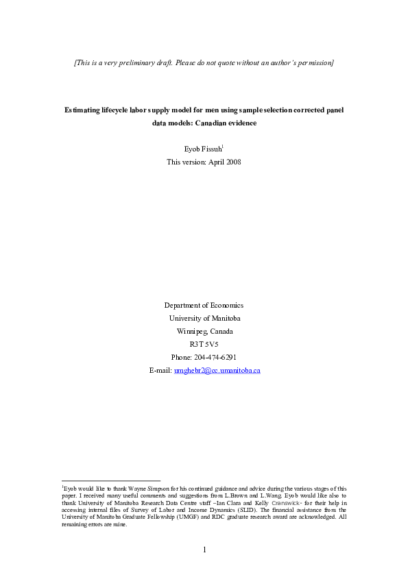 (PDF) Estimating lifecycle labor supply model for men using sample ...