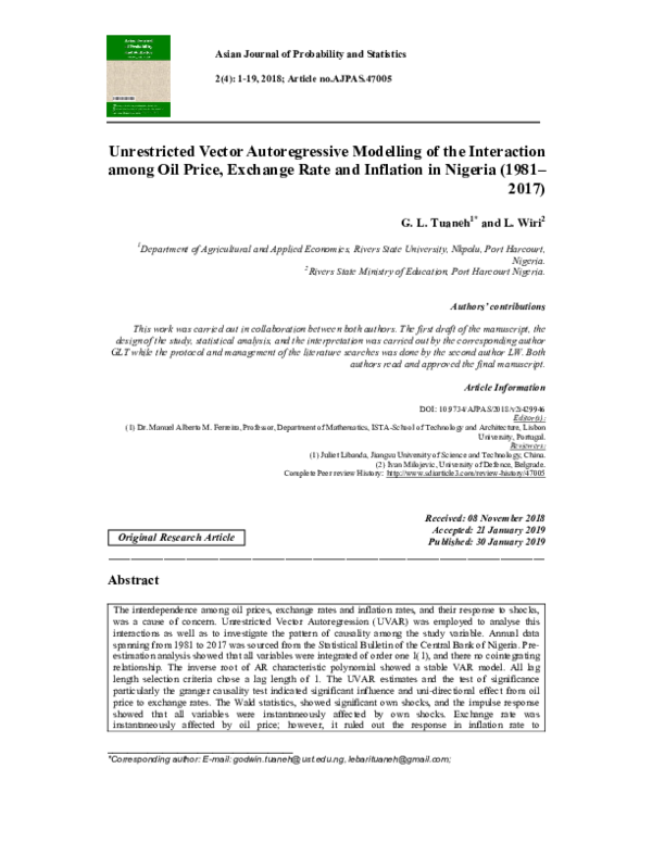 (PDF) Unrestricted Vector Autoregressive Modelling of the Interaction ...