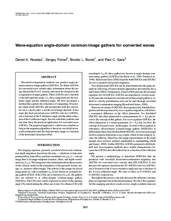 (PDF) Wave-equation angle-domain common-image gathers for converted waves