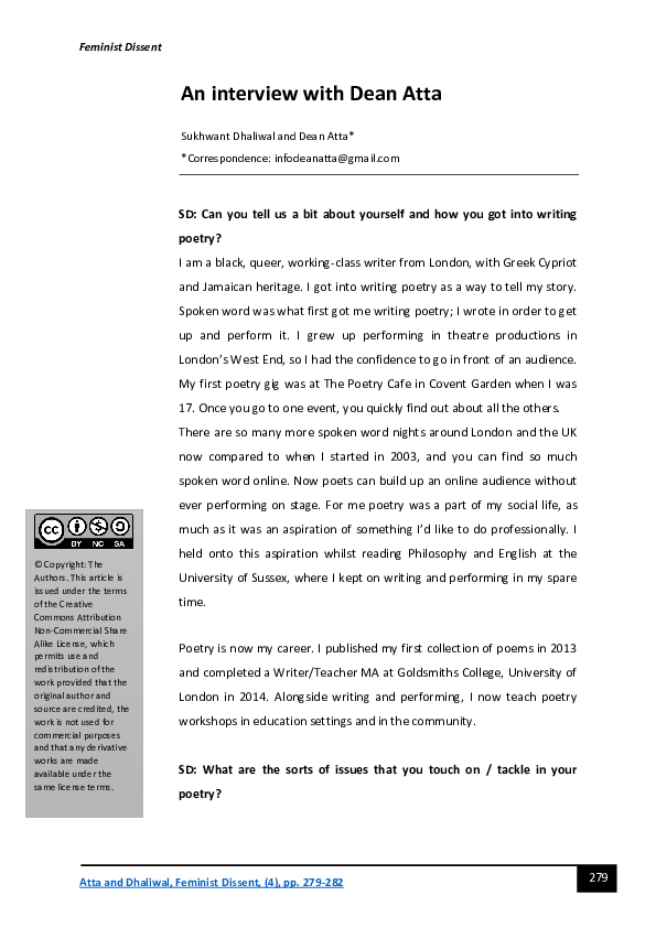 (PDF) An Interview with Dean Atta