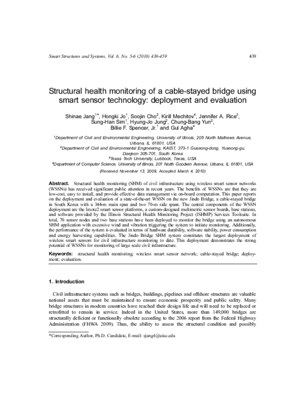 (PDF) Structural health monitoring of a cable-stayed bridge using smart sensor technology ...