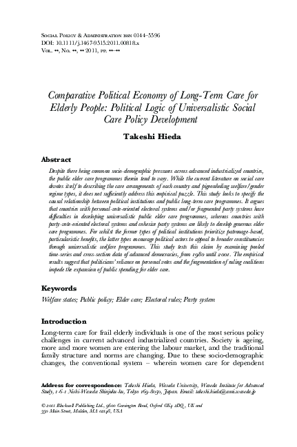 (PDF) Comparative Political Economy of Long-Term Care for Elderly ...