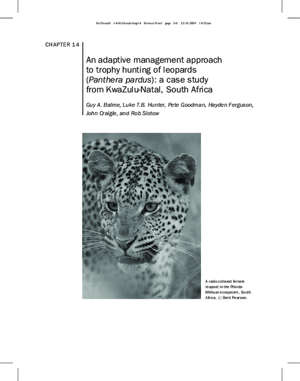 (PDF) An adaptive management approach to trophy hunting of leopards (Panthera pardus): a case ...