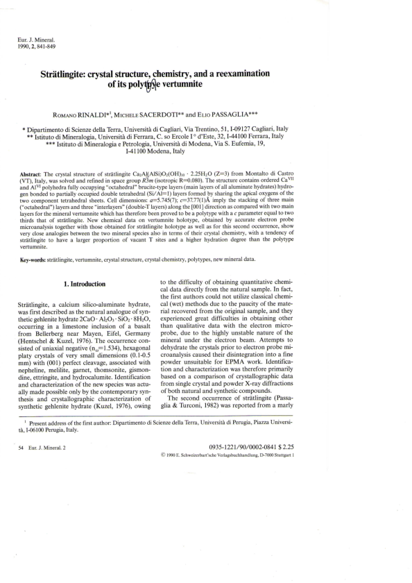 (PDF) Strätlingite: crystal structure, chemistry, and a reexamination ...