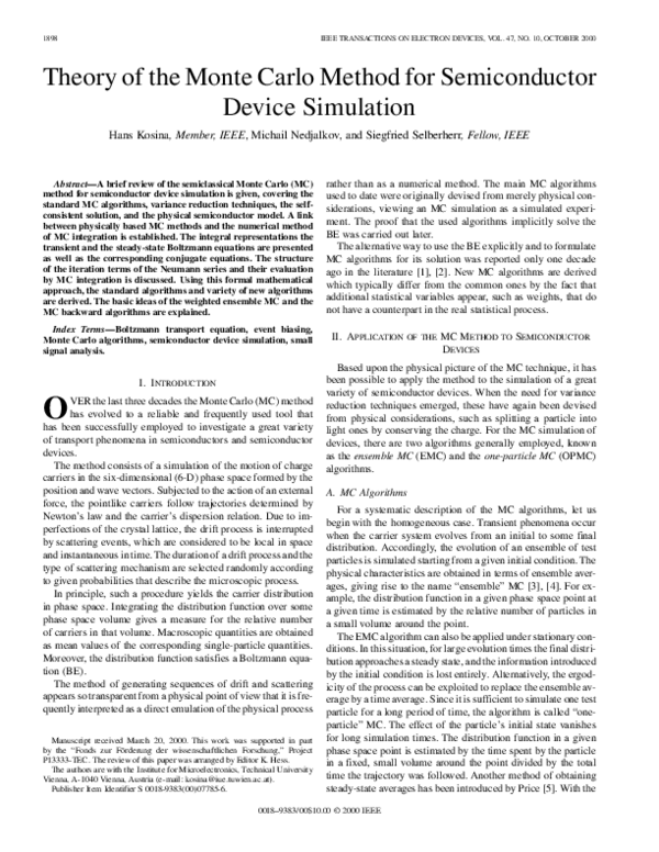 (PDF) Theory of the Monte Carlo method for semiconductor device simulation