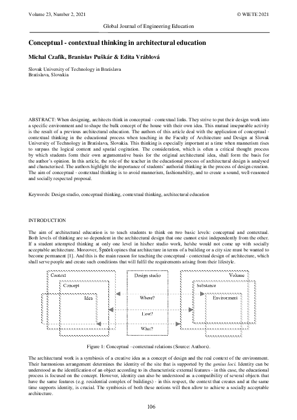(PDF) Conceptual-contextual thinking in architectural education