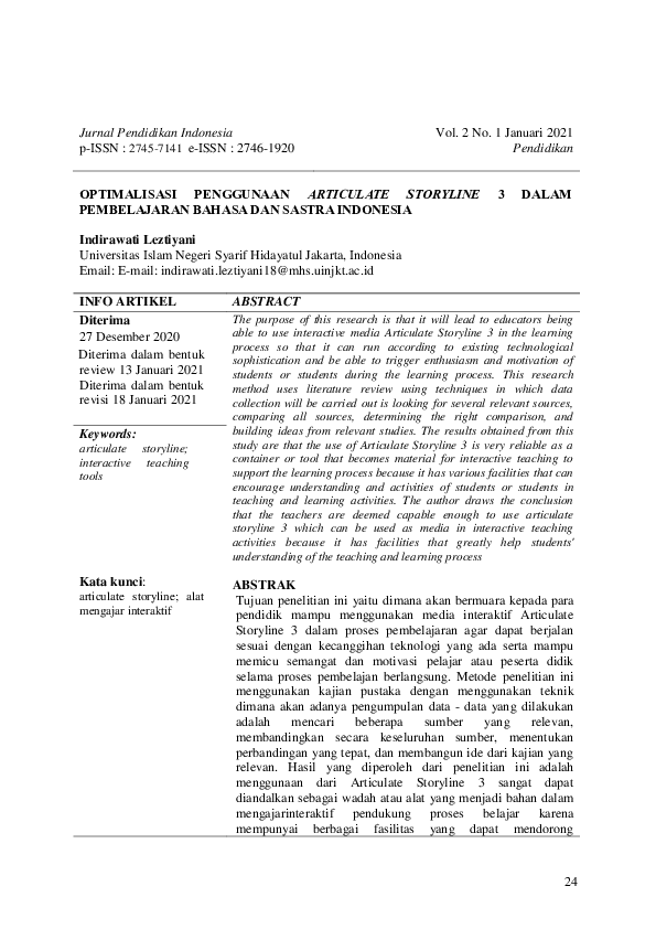 (PDF) OPTIMALISASI PENGGUNAAN ARTICULATE STORYLINE 3 DALAM PEMBELAJARAN BAHASA DAN SASTRA INDONESIA
