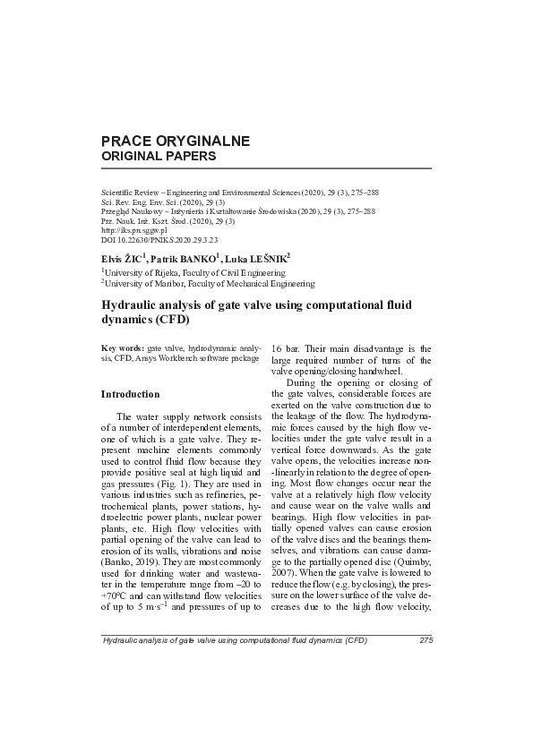 Pdf Hydraulic Analysis Of Gate Valve Using Computational Fluid Dynamics Cfd