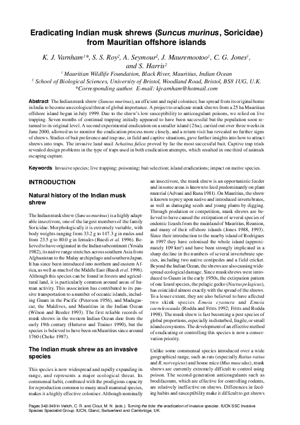 (PDF) Eradicating Indian musk shrews (Suncus murinus, Soricidae) from ...