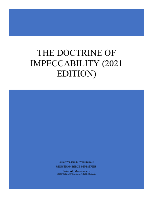 (DOC) The Doctrine of Impeccability