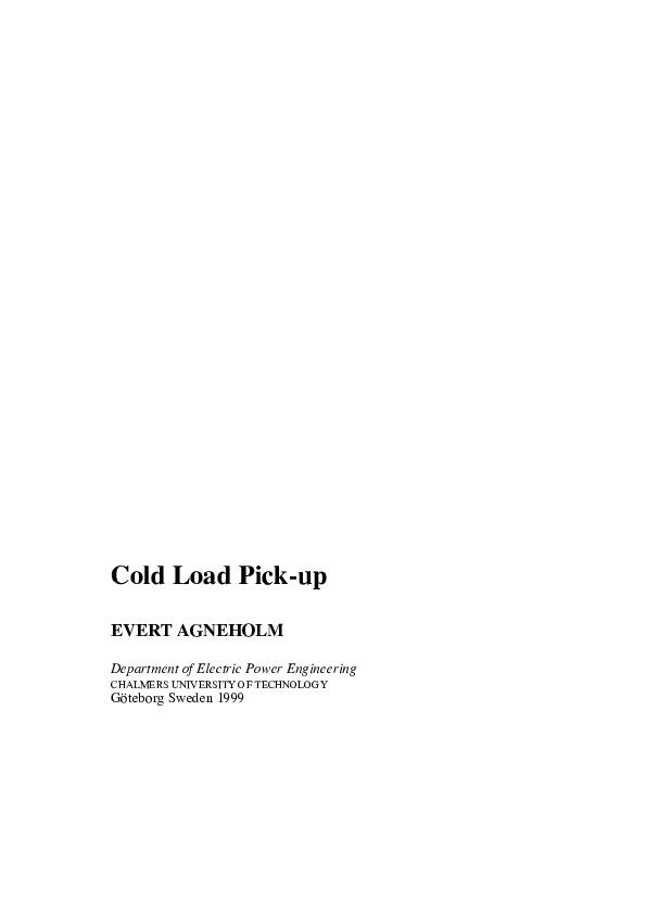 (PDF) Cold Load Pick-up