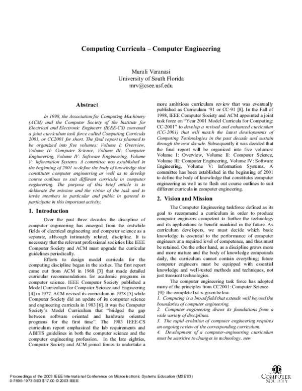 (PDF) Computing curricula - computer engineering