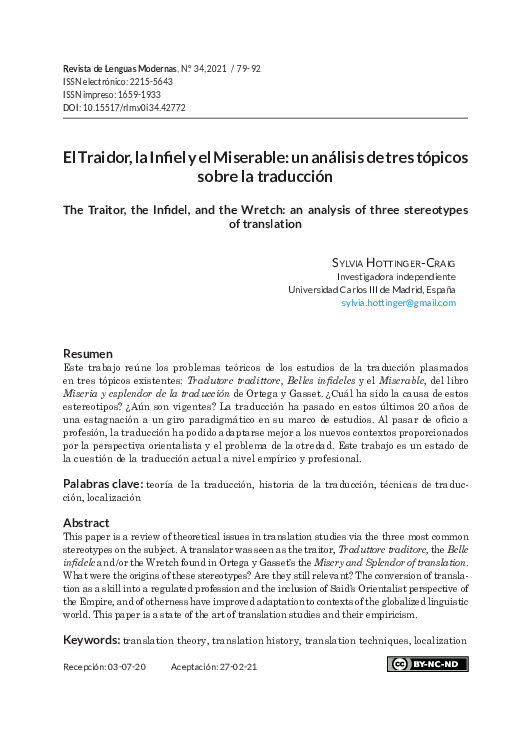 (PDF) El Traidor, la Infiel y el Miserable: un análisis de tres tópicos ...