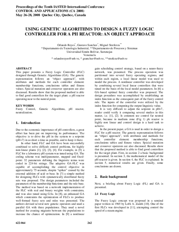 Pdf Using Genetic Algorithms To Design A Fuzzy Logic Controller For A
